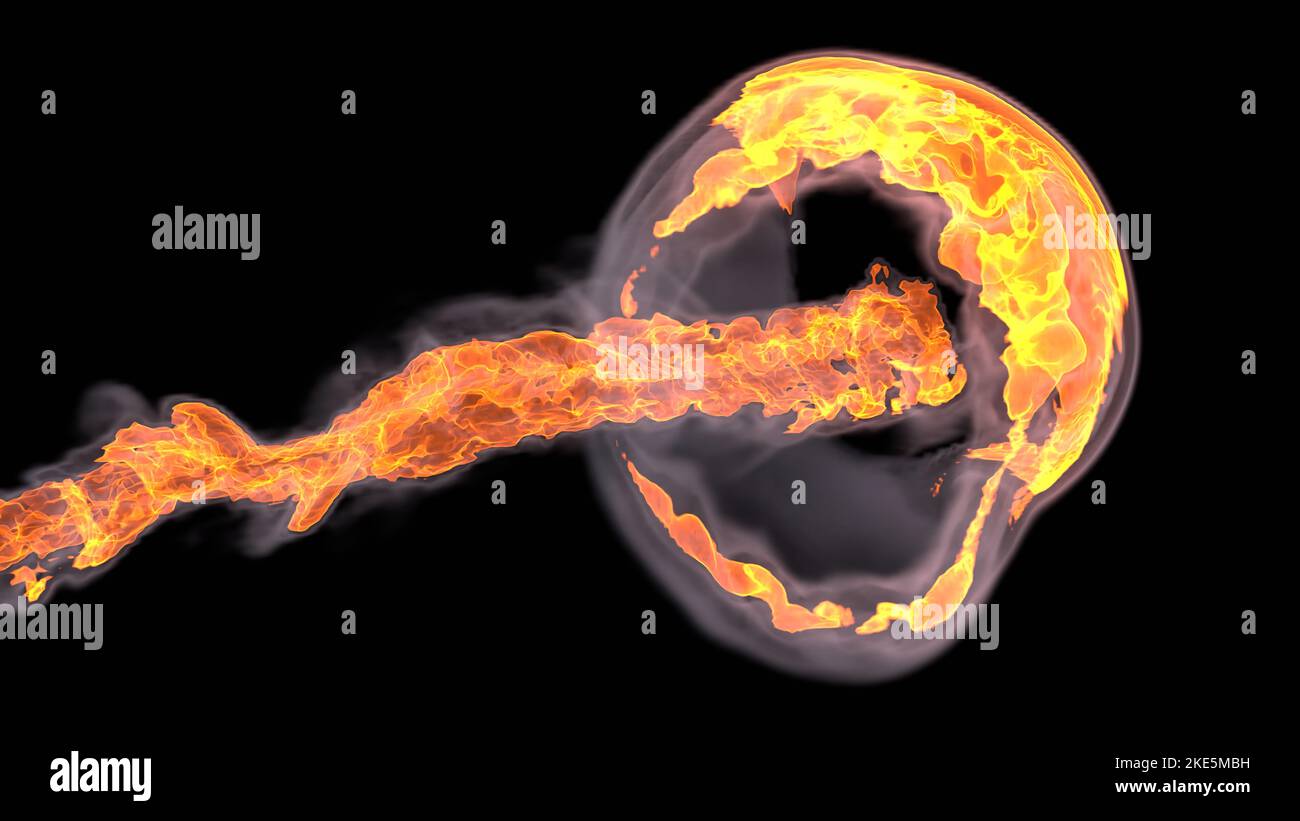 3D rendering of burst of fire and smoke on black background Stock Photo ...