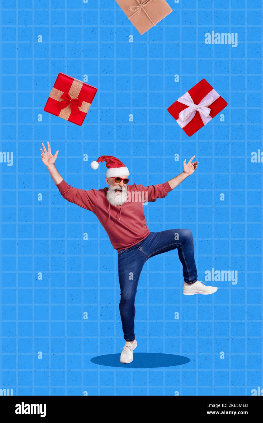 Creative photo 3d collage artwork poster postcard of joyful hipster ...