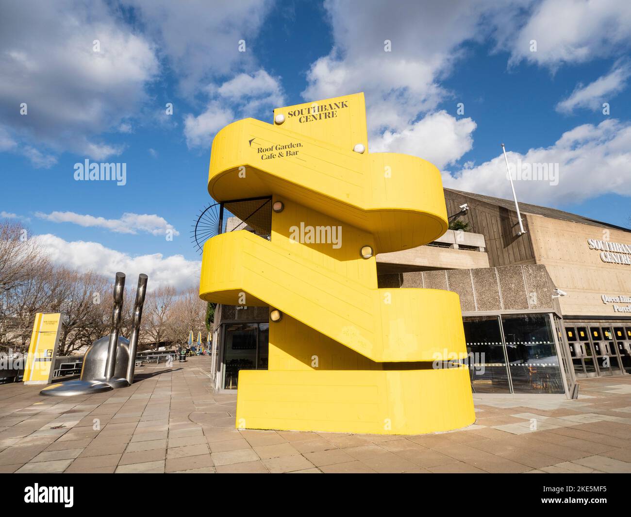 Bright Yellow Brutalist Staircase, South Bank, London, England Stock ...