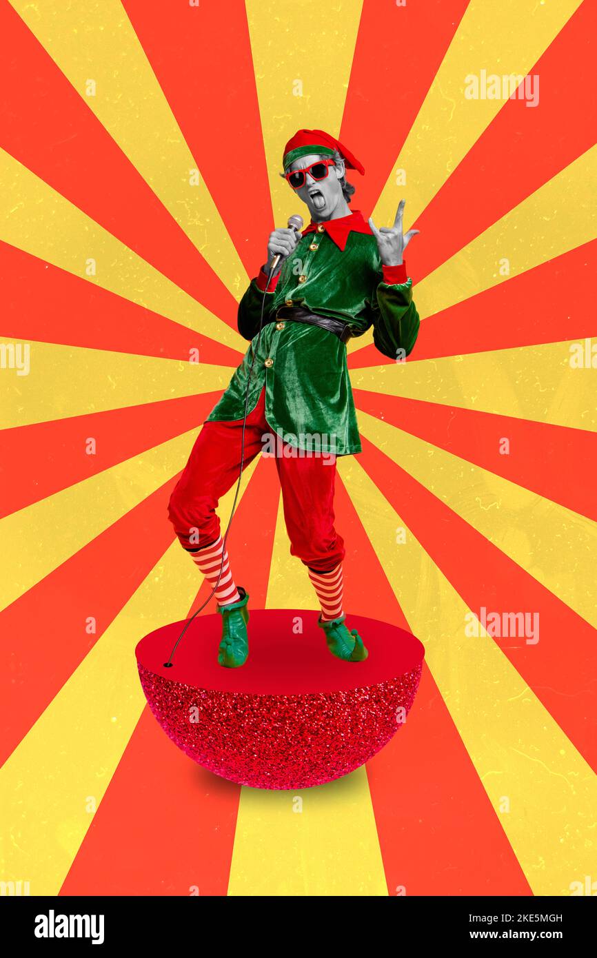 Creative photo 3d collage artwork poster postcard of funky performer ...