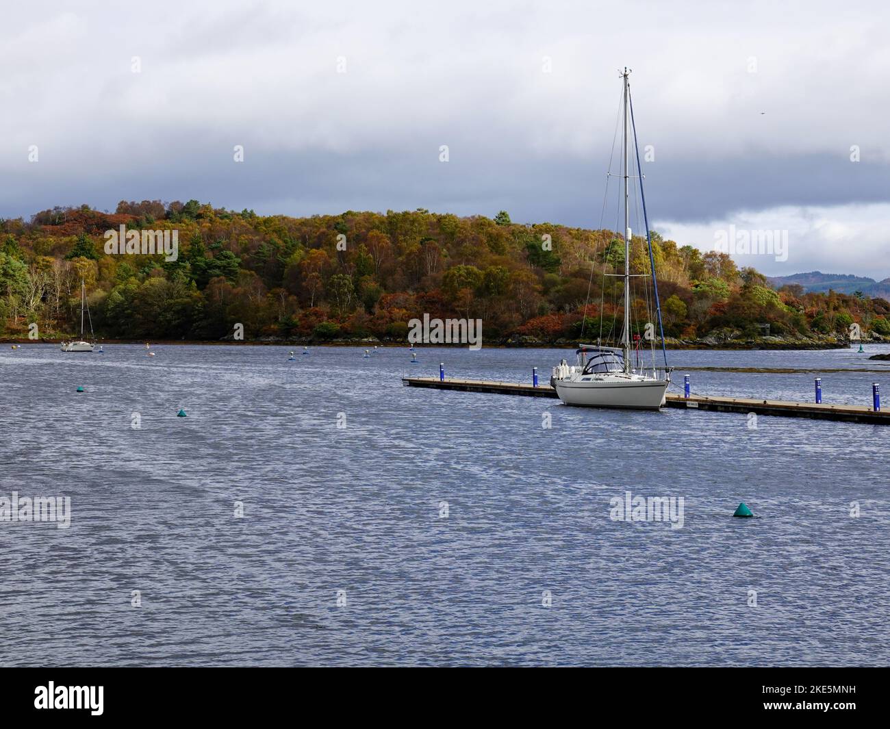 Boats moored in the harbour, with autumn wind blowing at a stiff breeze ...