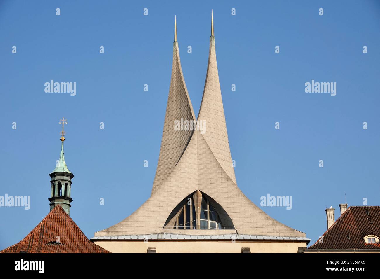 Benedictine monastery Emauzy, frontal view. Architectural monument from ...