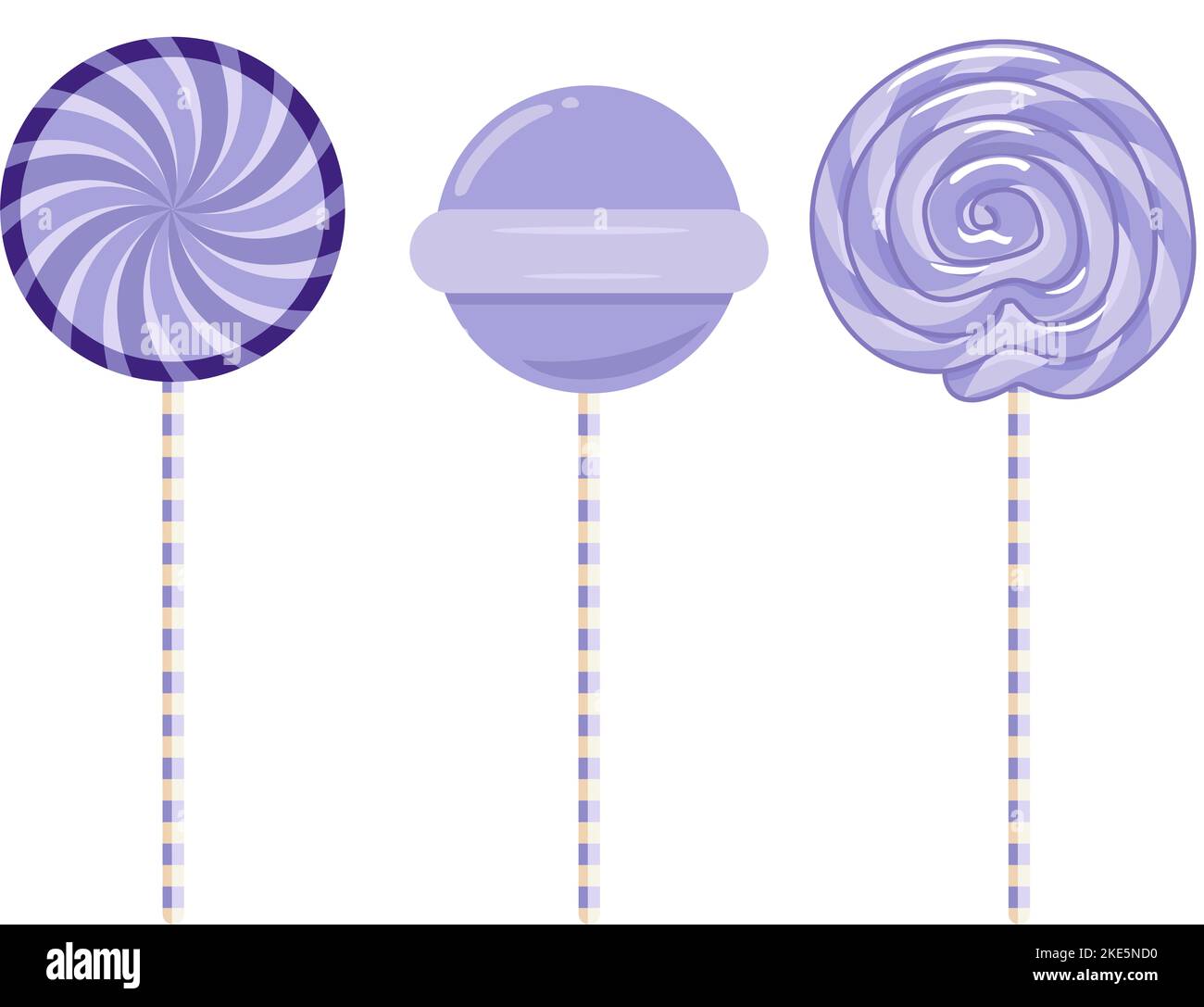 Set of three delicious purple lollipops Stock Photo - Alamy