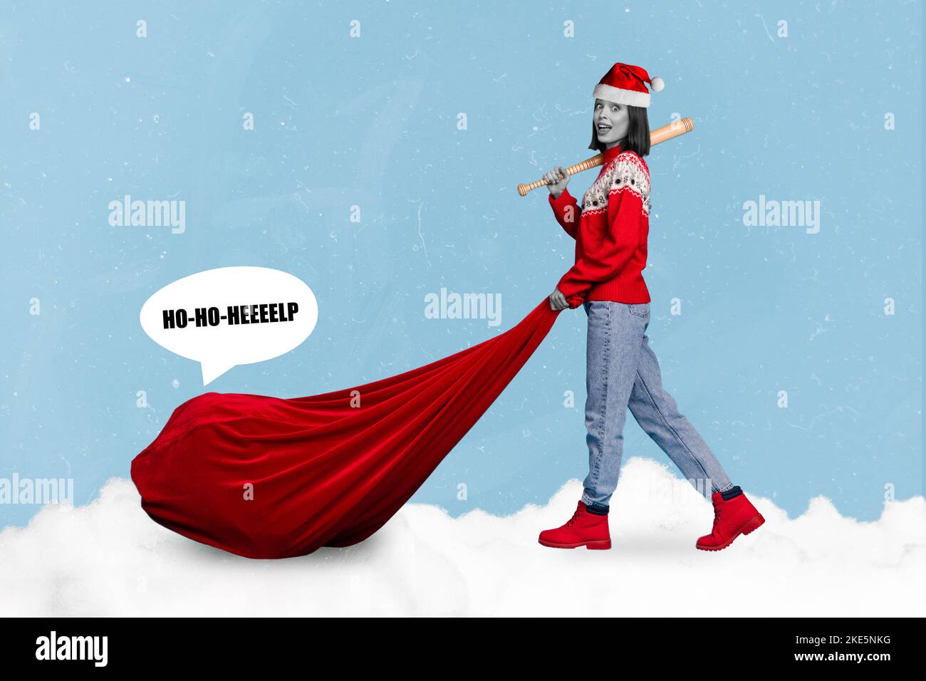 Creative photo 3d collage poster postcard picture of funky girl steal ...