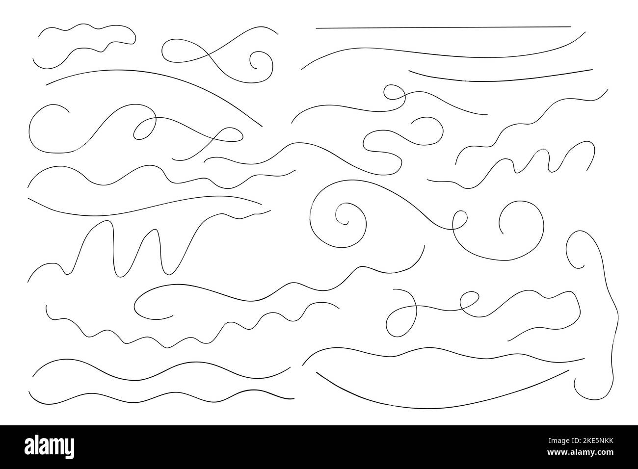Abstract thin curly lines set in random order simple hand drawn vector ...