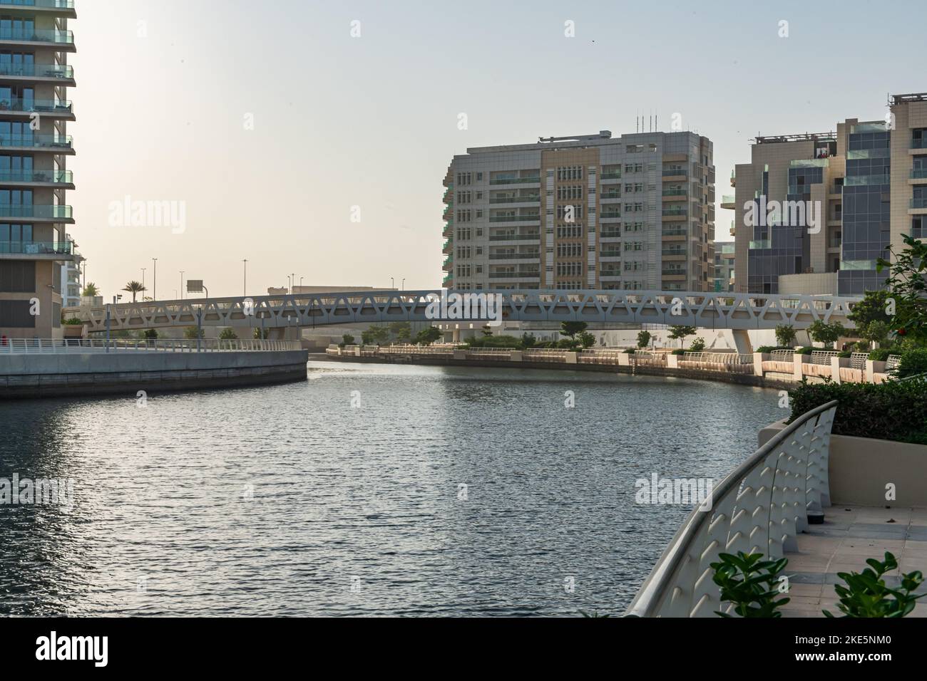 The canal and buildings in the new Al Raha Beach neighbourhood in Abu ...