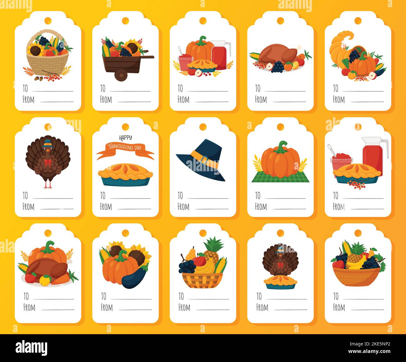Thanksgiving Gift Tag Set. Ready-to-print label postcards with ...