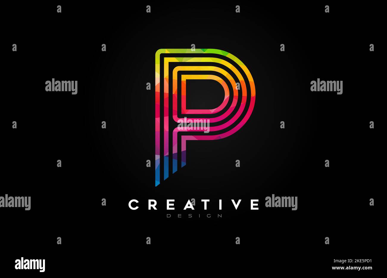 Vibrant Lines Letter P Logo with Lines and Monogram Creative Style ...