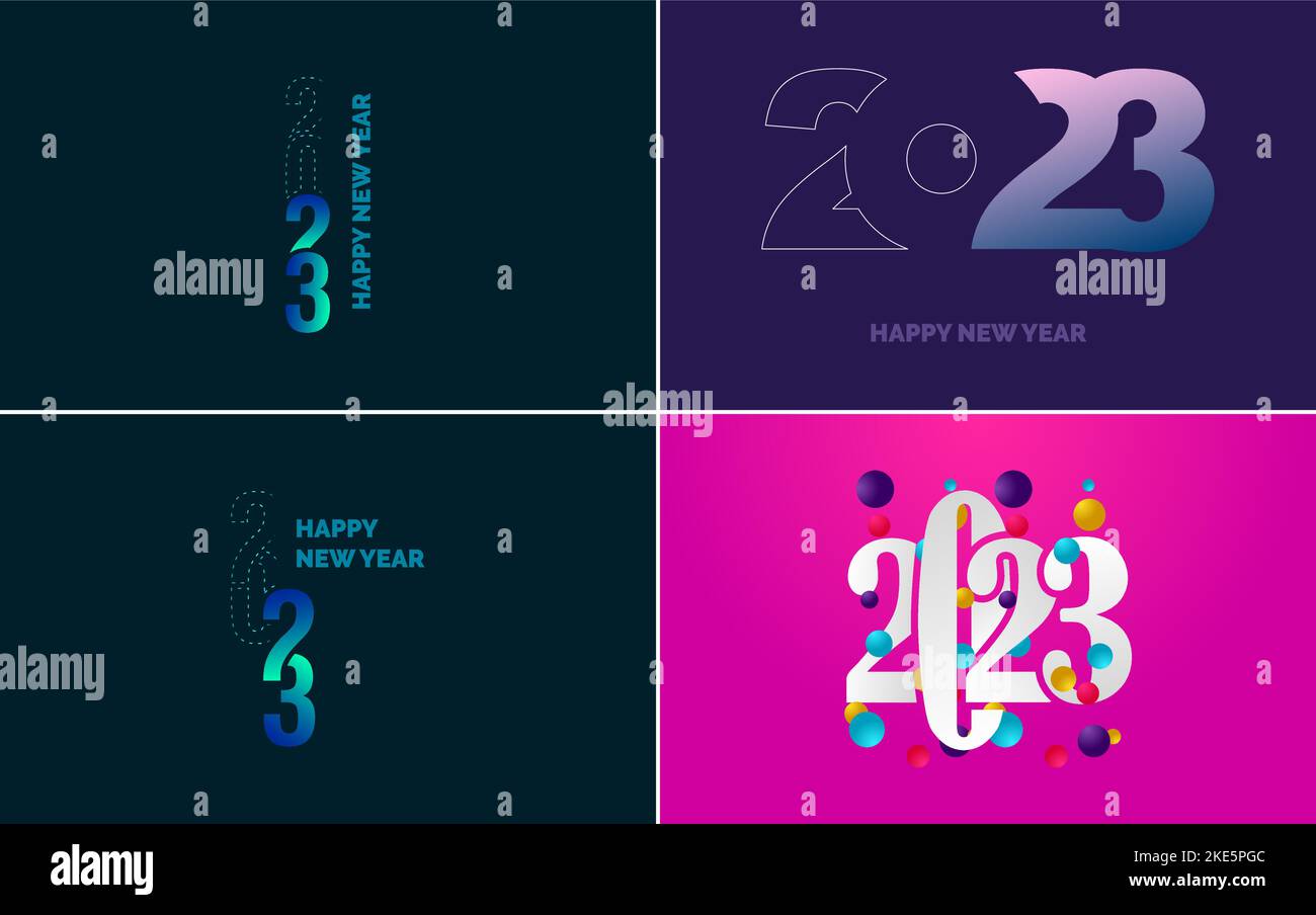 Happy New Year 2023 Text Design Pack For Brochure Design Template