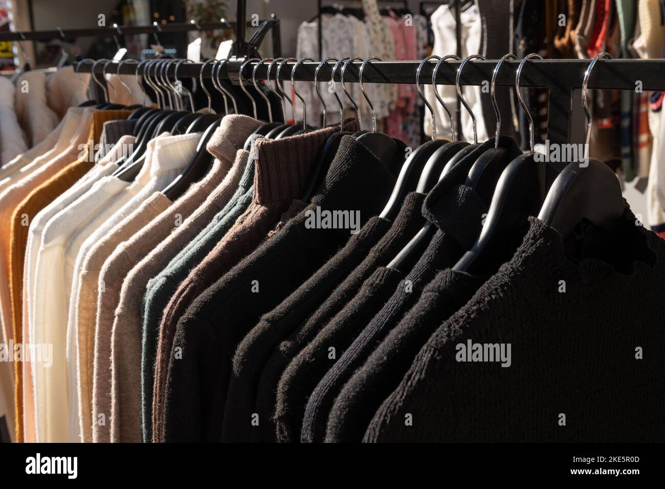 Rack autumn hanging clothes hi-res stock photography and images - Alamy