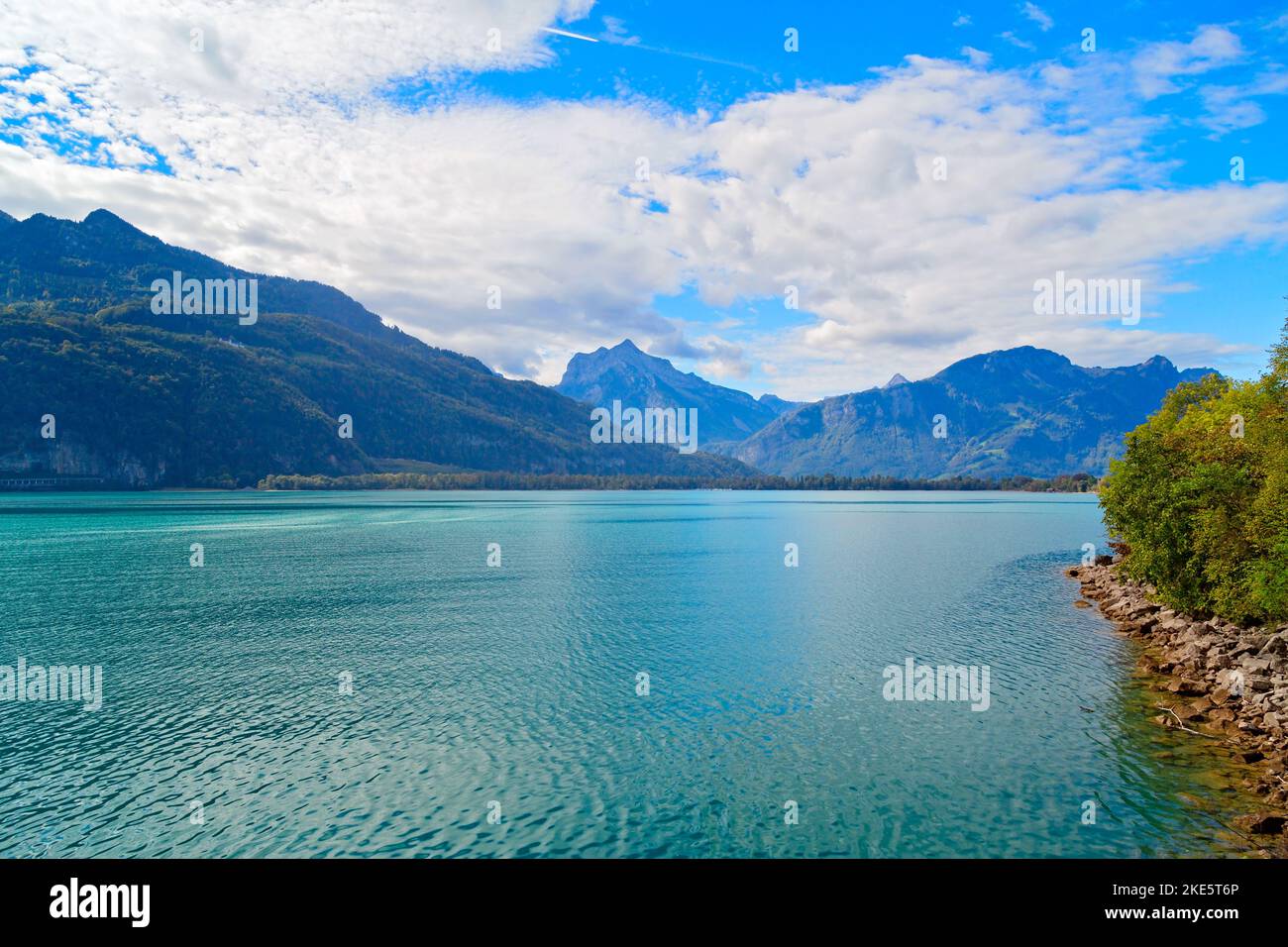 Lake Walensee in swiss Alps, Switzerland Stock Photo - Alamy