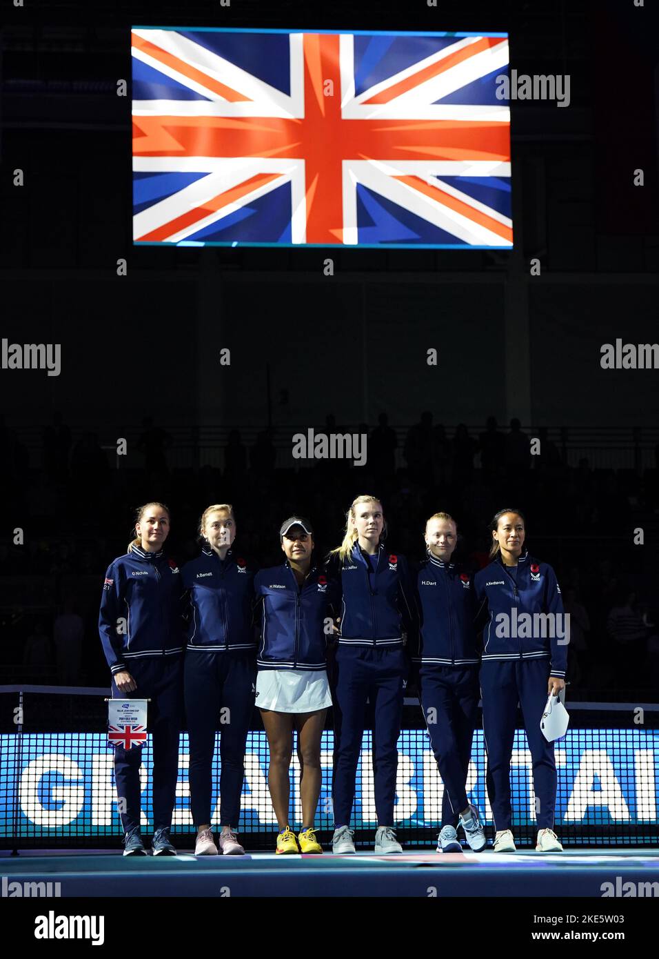 Team Great Britain line up during the national anthems during day three ...