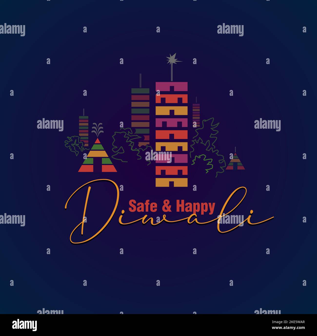 Play safe and happy Diwali with Crackers home illustration. Safe Diwali ...