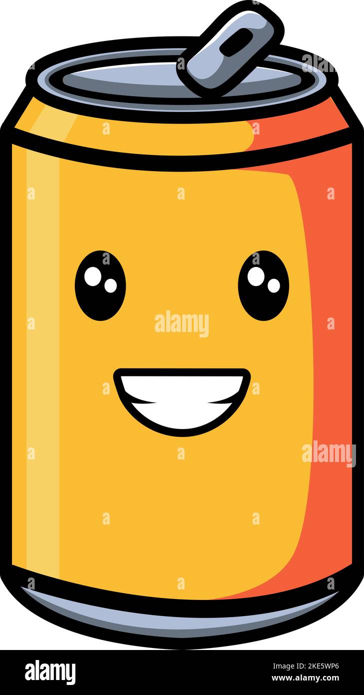 A cartoon-style orange drink can with smiling face Stock Vector Image ...