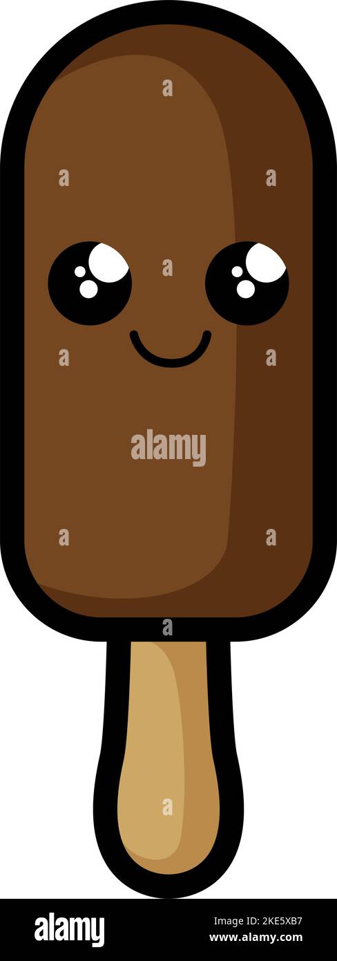 A cartoon-style cute ice cream bar isolated on a vertical white ...