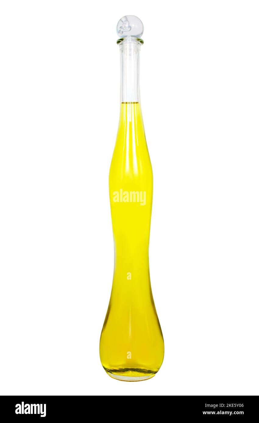 Insulated elongated bottle with drink or liquid of yellow color Stock ...