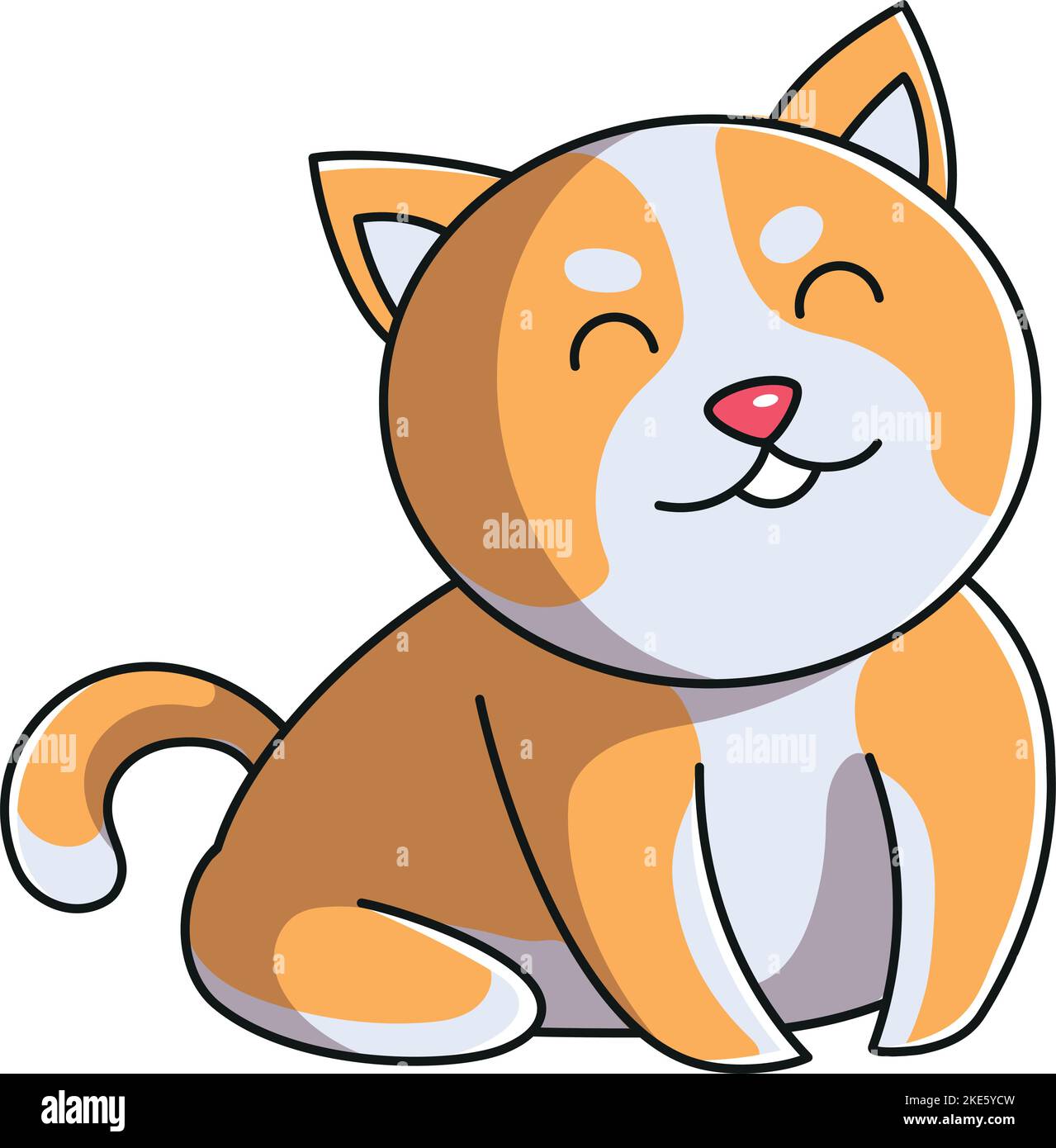 A cartoon-style cute cat isolated on a white background Stock Vector ...