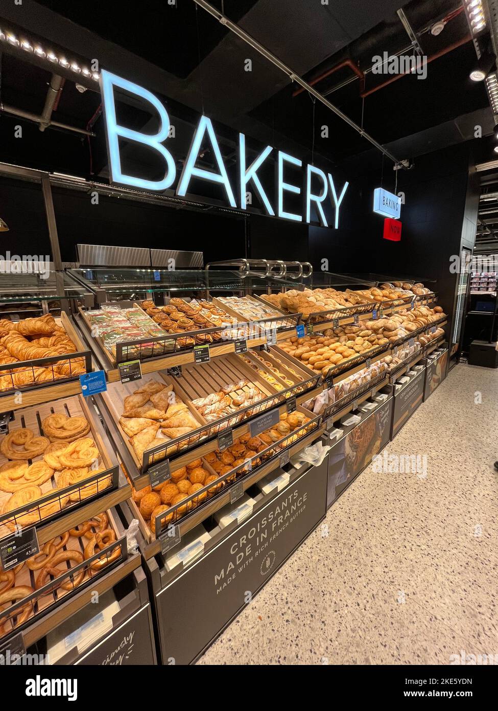 Bakery at M and S food hall at Battersea Power Station in London ...