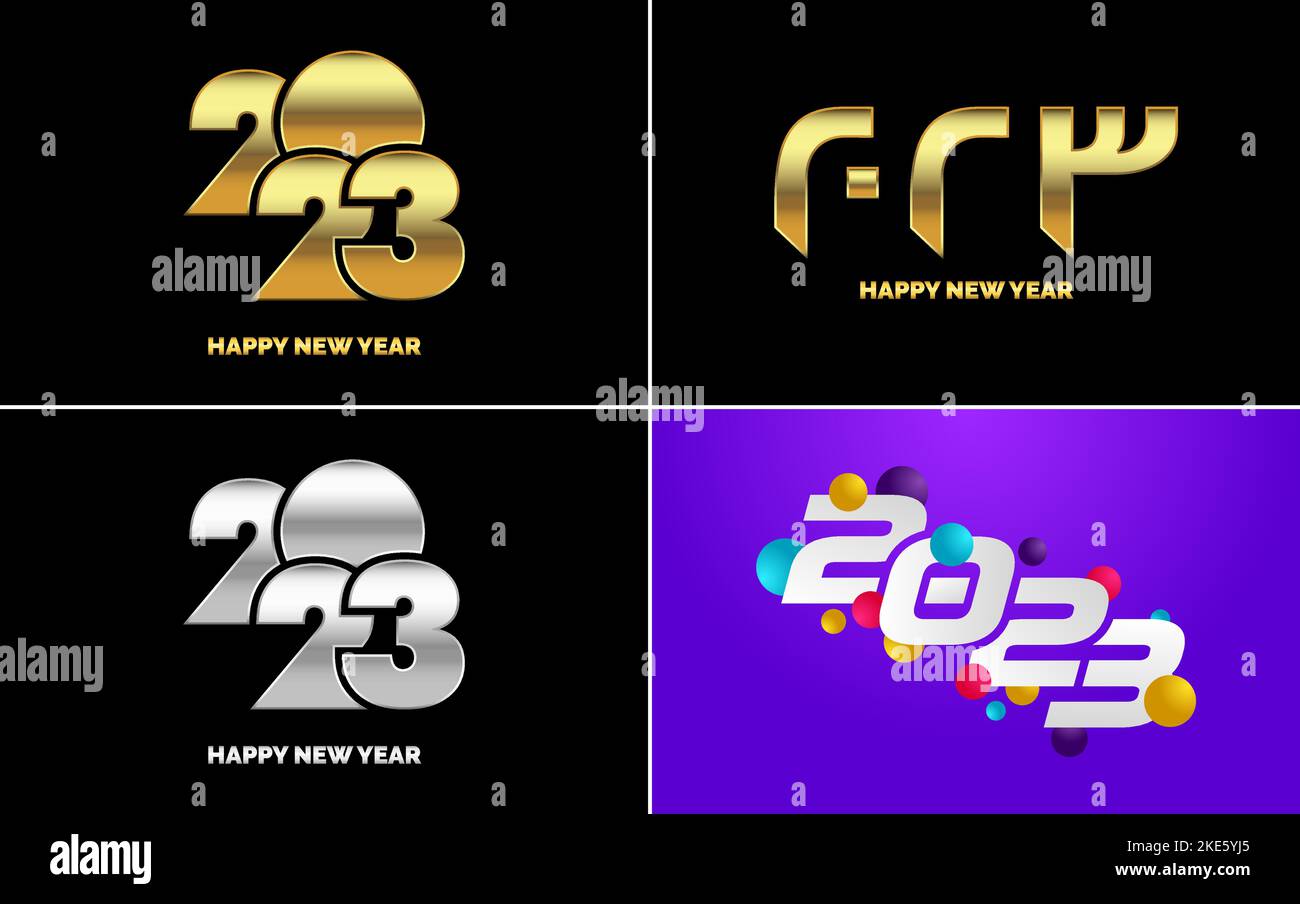 Happy New Year 2023 Text Design Pack For Brochure Design Template