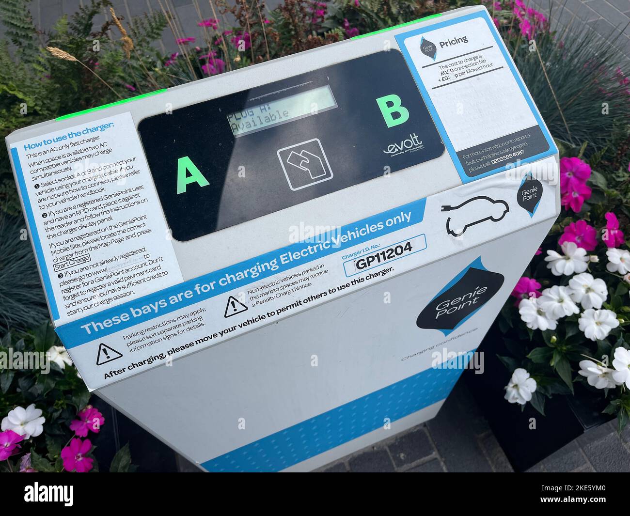 Electric car charging point in a underground supermarket. UK. LONDON ...