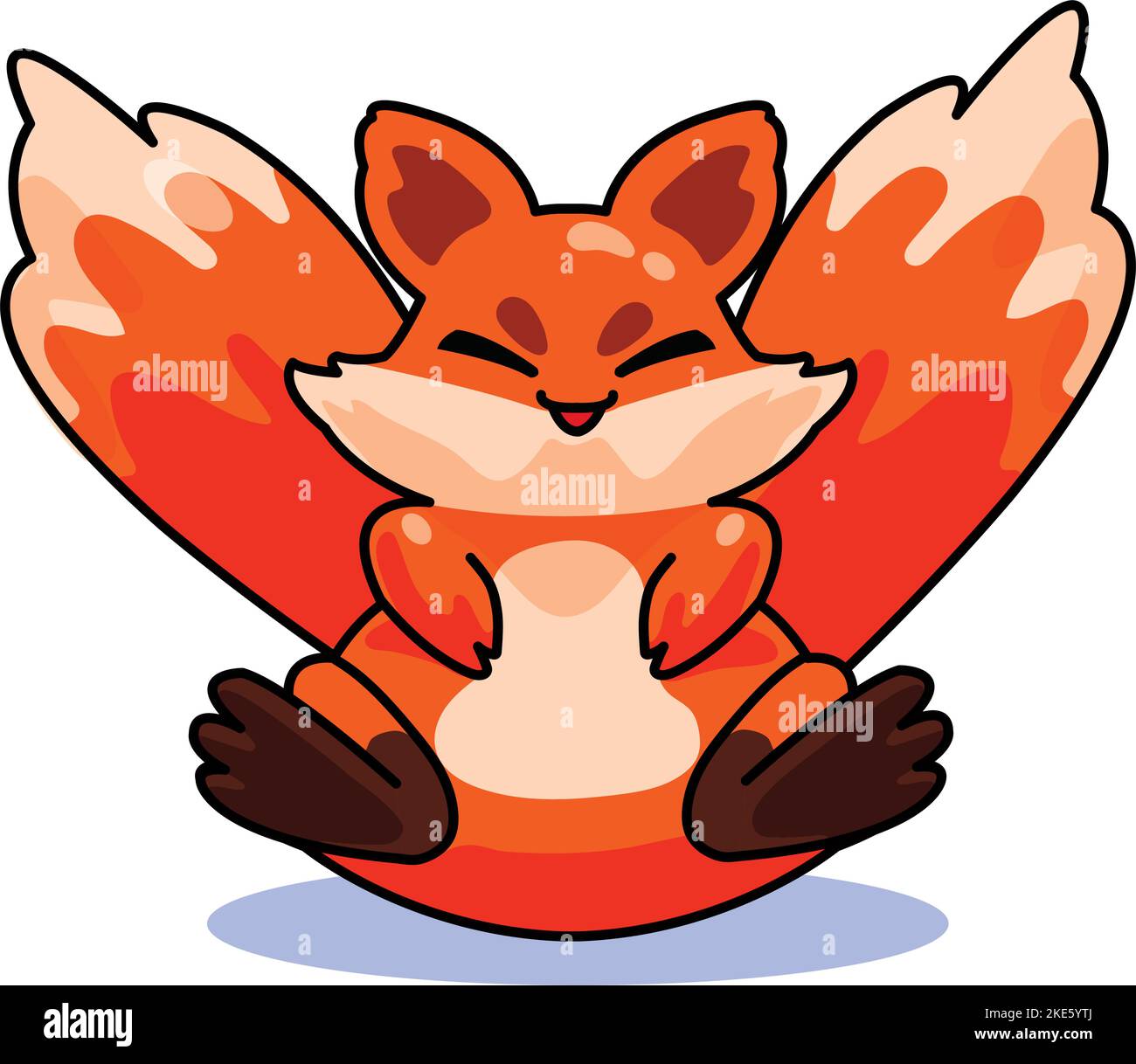A digital illustration of a cute cartoon fox character isolated on a ...