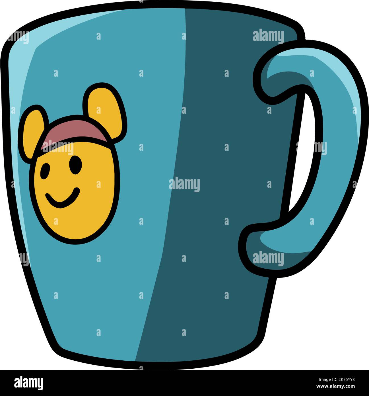A cartoon-style blue cup with a smiley face isolated on a white ...