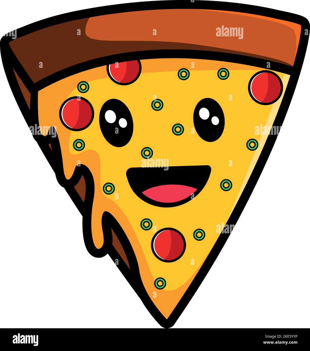 A cartoon-style slice of pizza isolated on a white background Stock ...