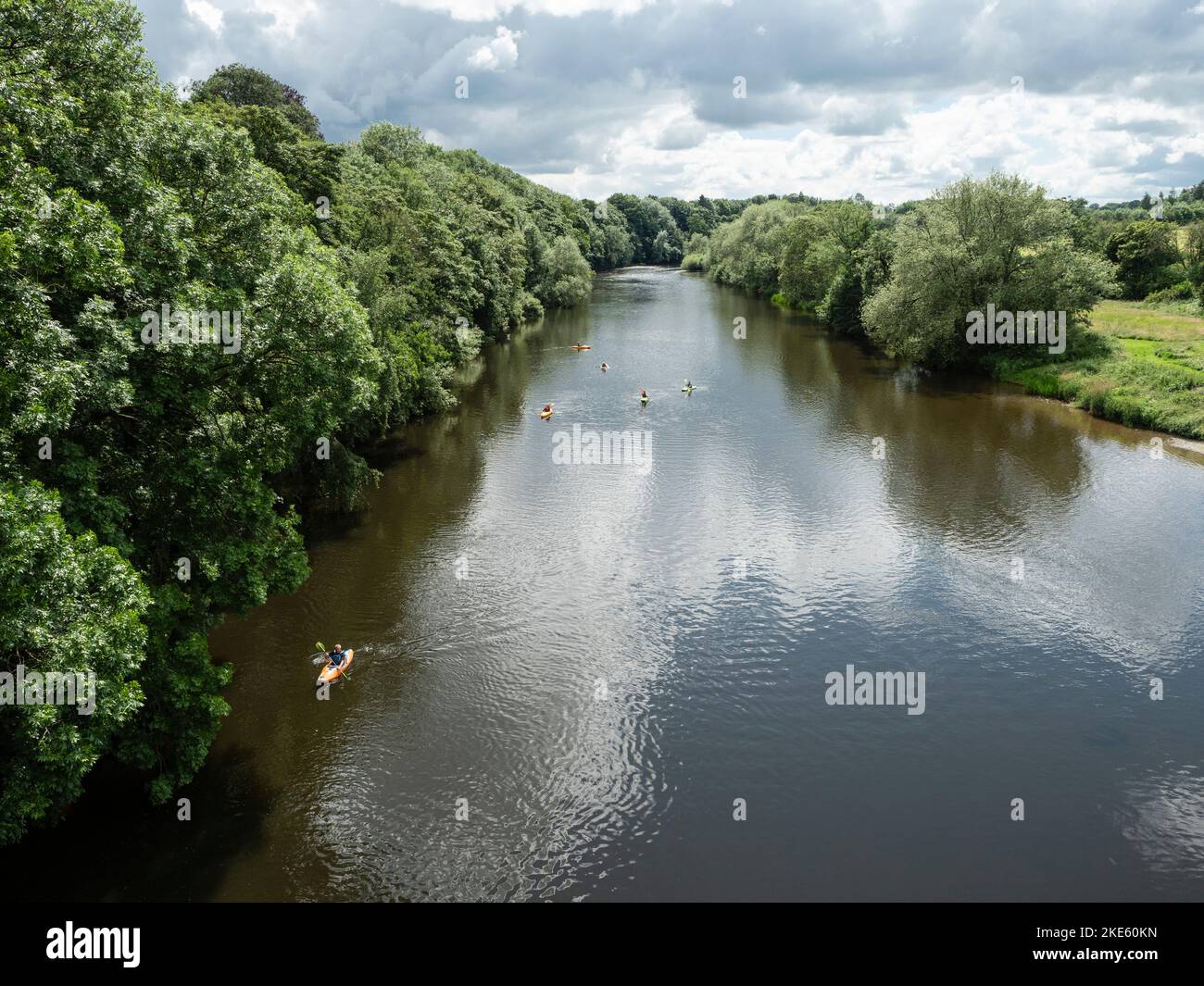 Kayaking on the River Wye, Hay-on-Wye, Powys, Wales Stock Photo - Alamy