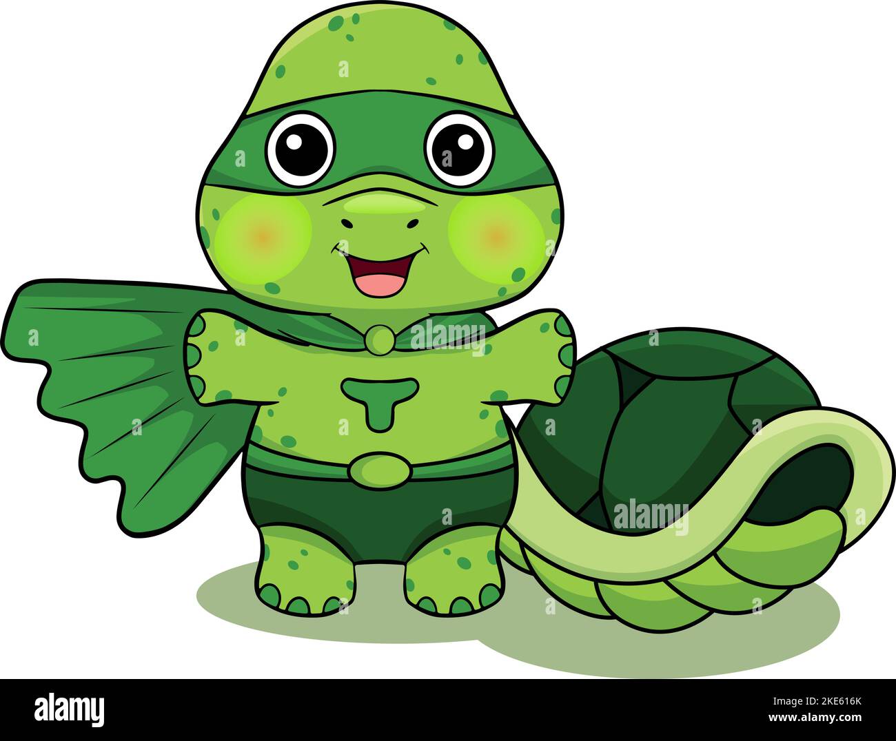 A cartoon-style hero tortoise isolated on a white background Stock ...