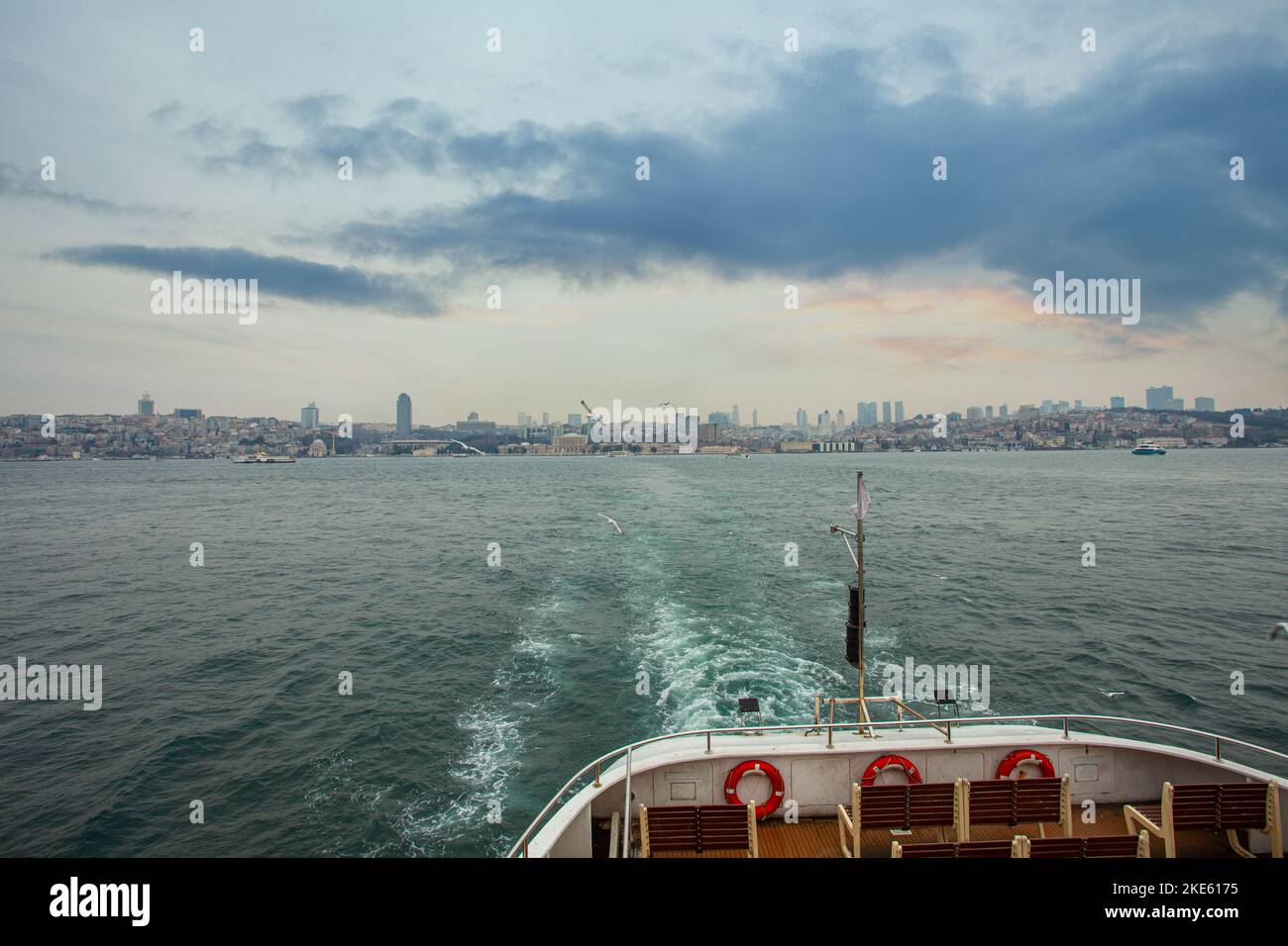 Tourist ship sails on the Bosphor in the nice Istanbul center Stock ...