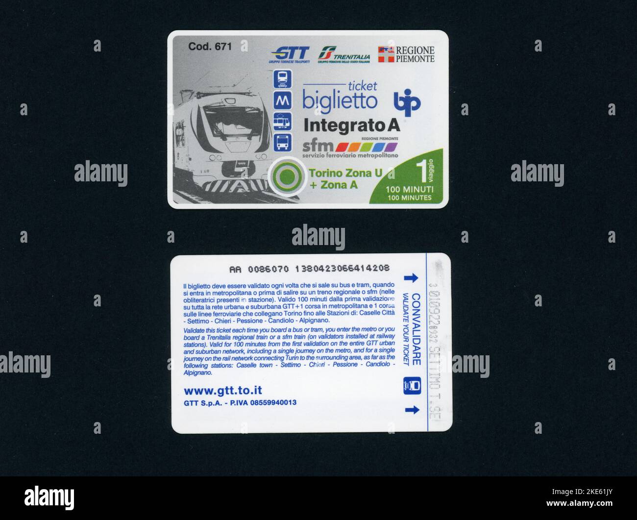 TURIN, ITALY - CIRCA SEPTEMBER 2022: Local transport integrated ticket ...