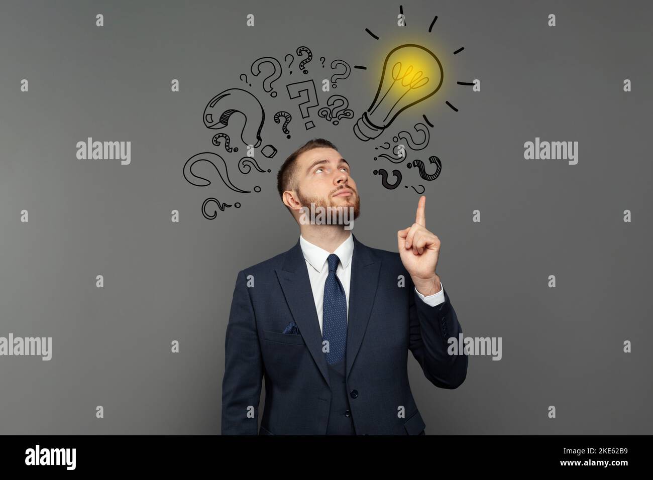 Young business man thinking about new ideas. Business idea concept ...