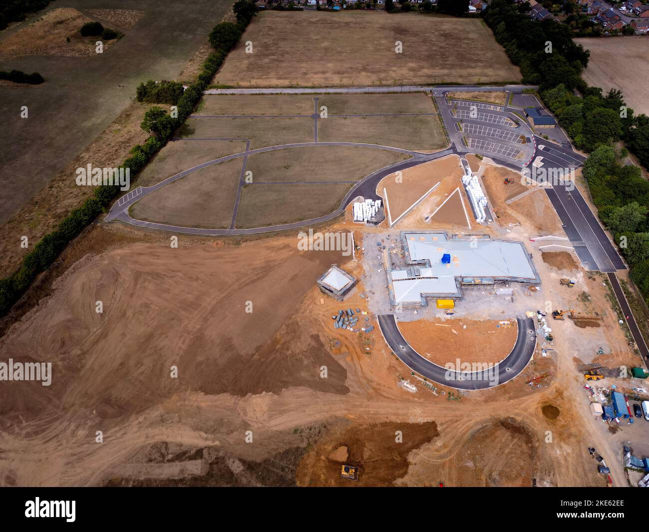 An aerial view of a construction of new crematorium and cemetery Stock ...