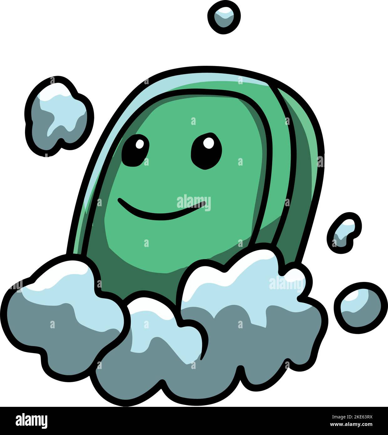A cartoon-style green soap isolated on a white background Stock Vector ...