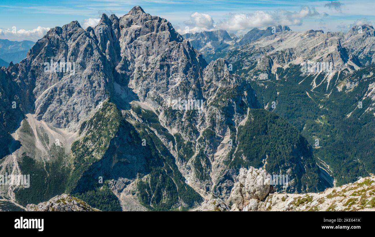 The massivest mountain of the Julian Alps, Prisojnik, Slovenia Stock ...
