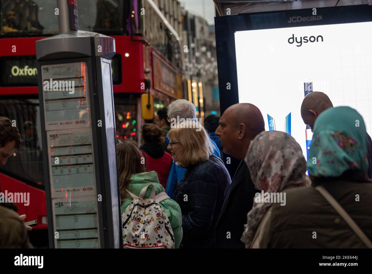 London, UK. 10th Nov, 2022. Tube strikes in London caused large queues at bus stops and ...