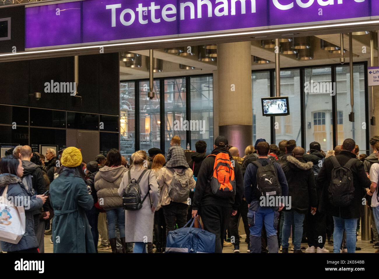London, UK. 10th Nov, 2022. Tube strikes in London caused large queues at bus stops and ...