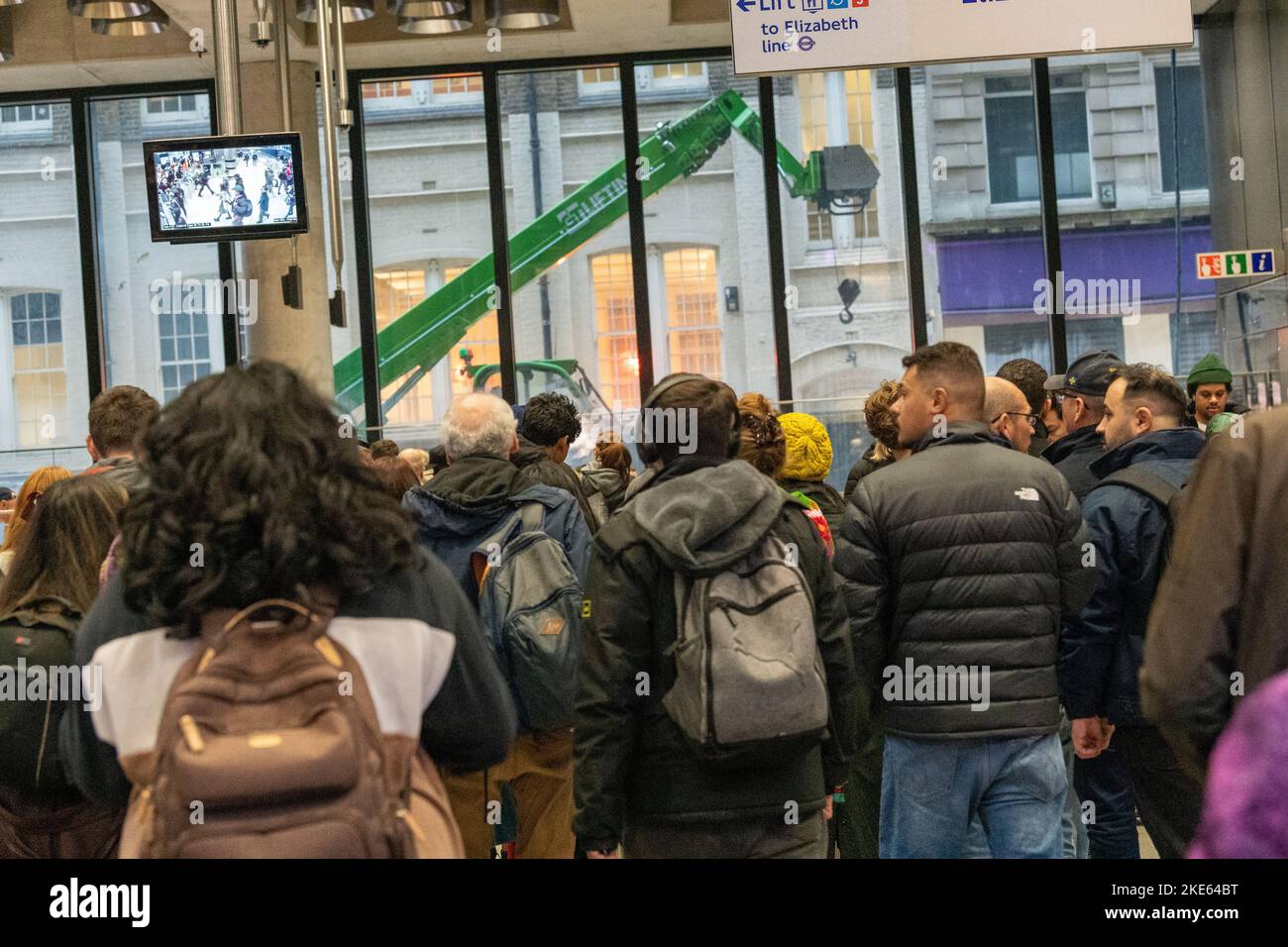 London, UK. 10th Nov, 2022. Tube strikes in London caused large queues at bus stops and ...