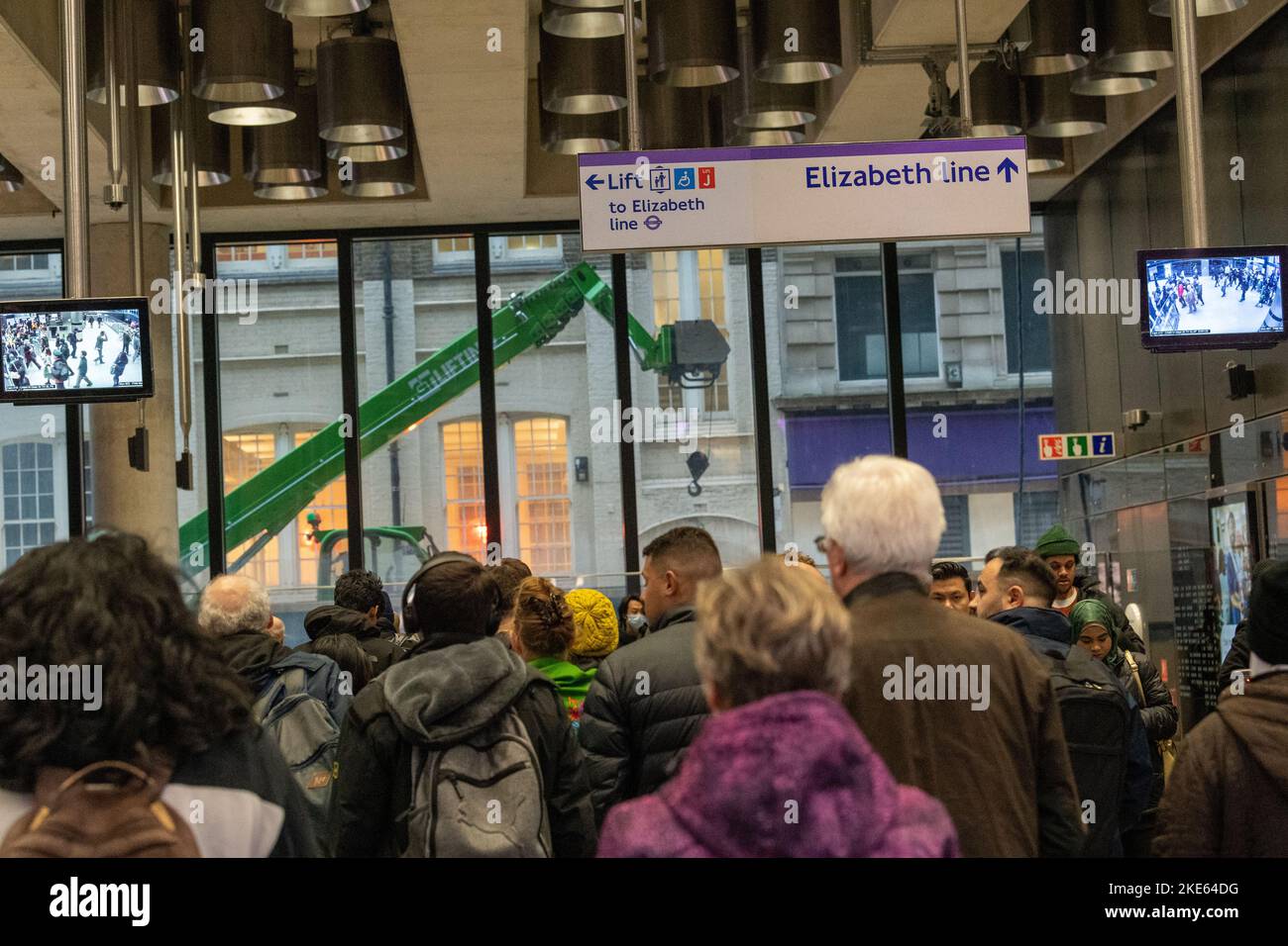 London, UK. 10th Nov, 2022. Tube strikes in London caused large queues at bus stops and ...