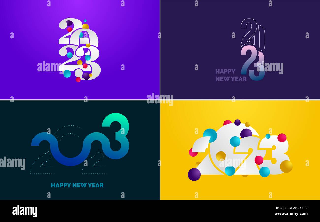 Happy New Year 2023 Text Design Pack For Brochure Design Template