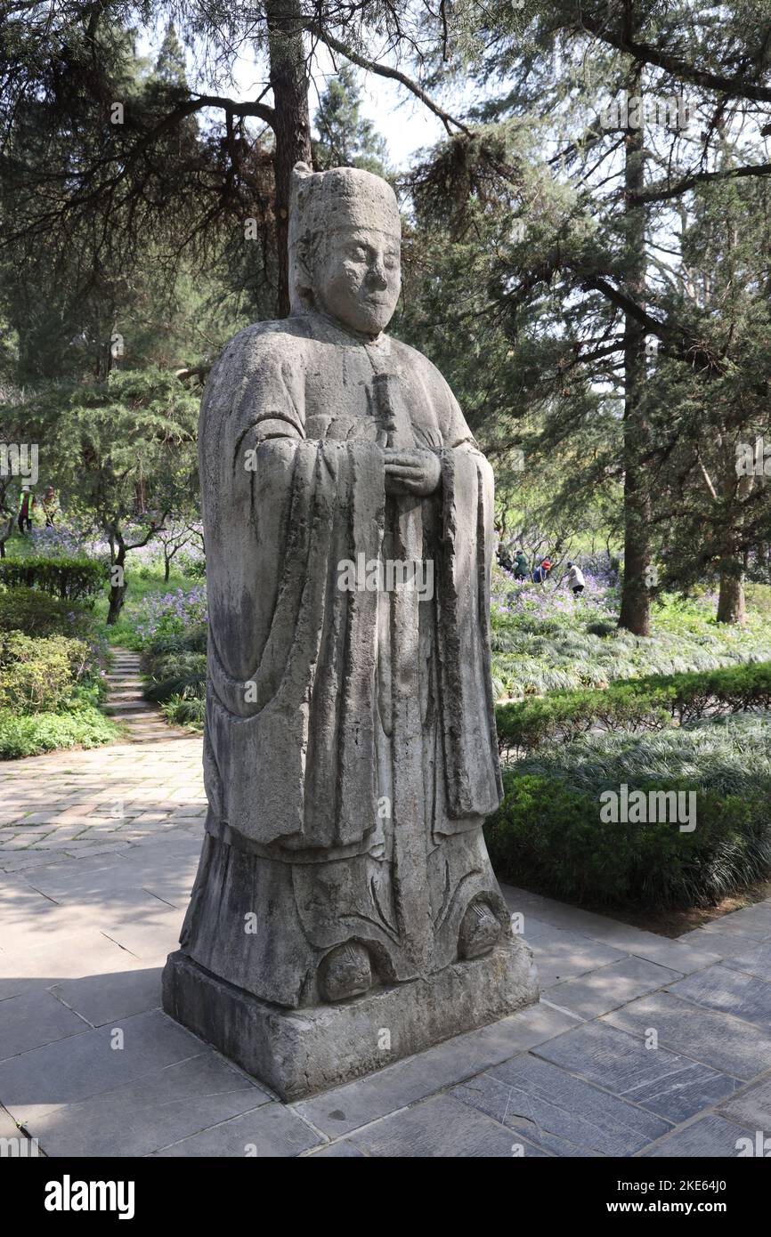A vertical shot of the statue in Ming Emperors Tomb, Nanjing, China ...