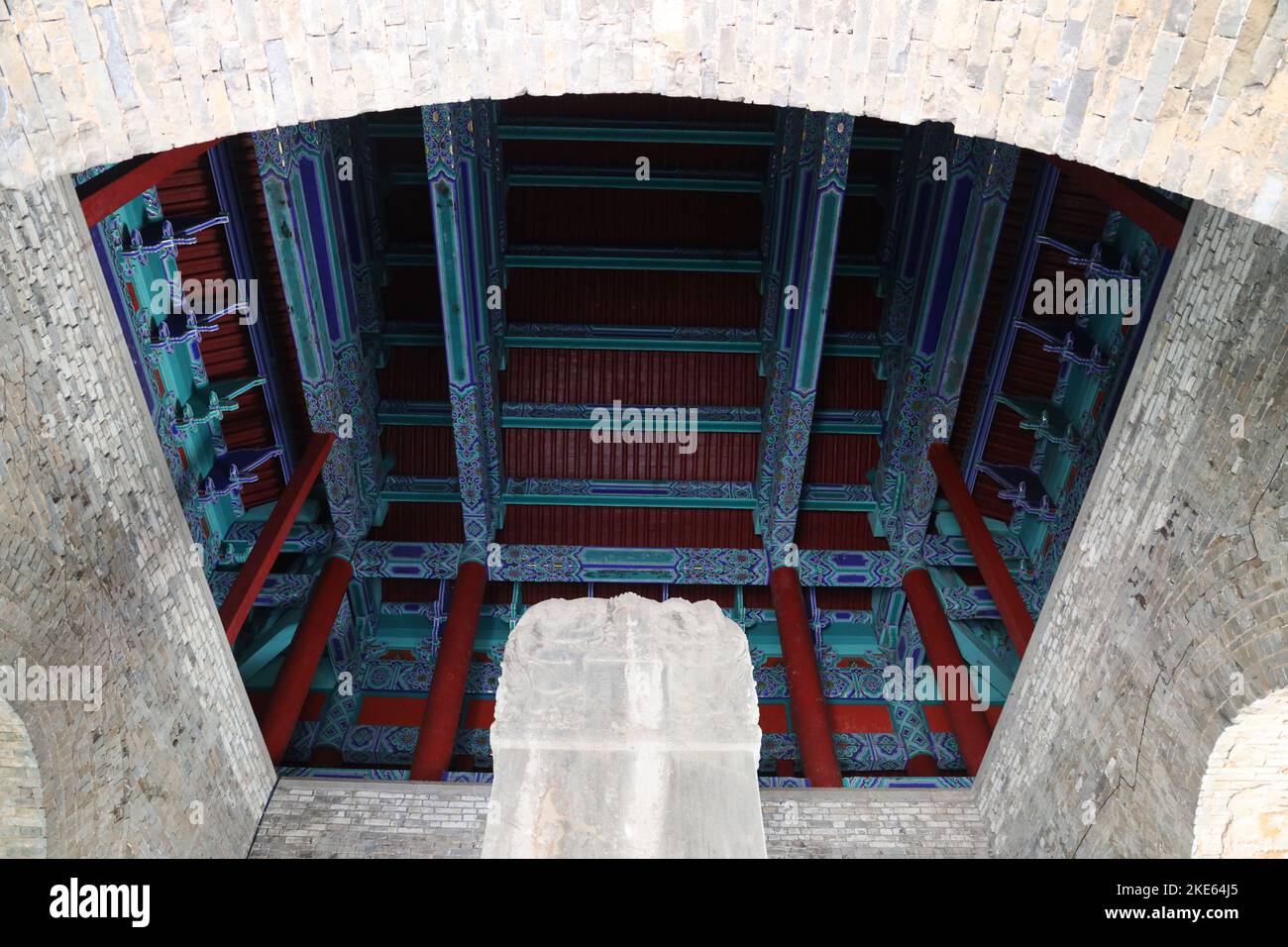 A low-angle shot of the ceiling in the Ming Emperors Tomb, Nanjing ...