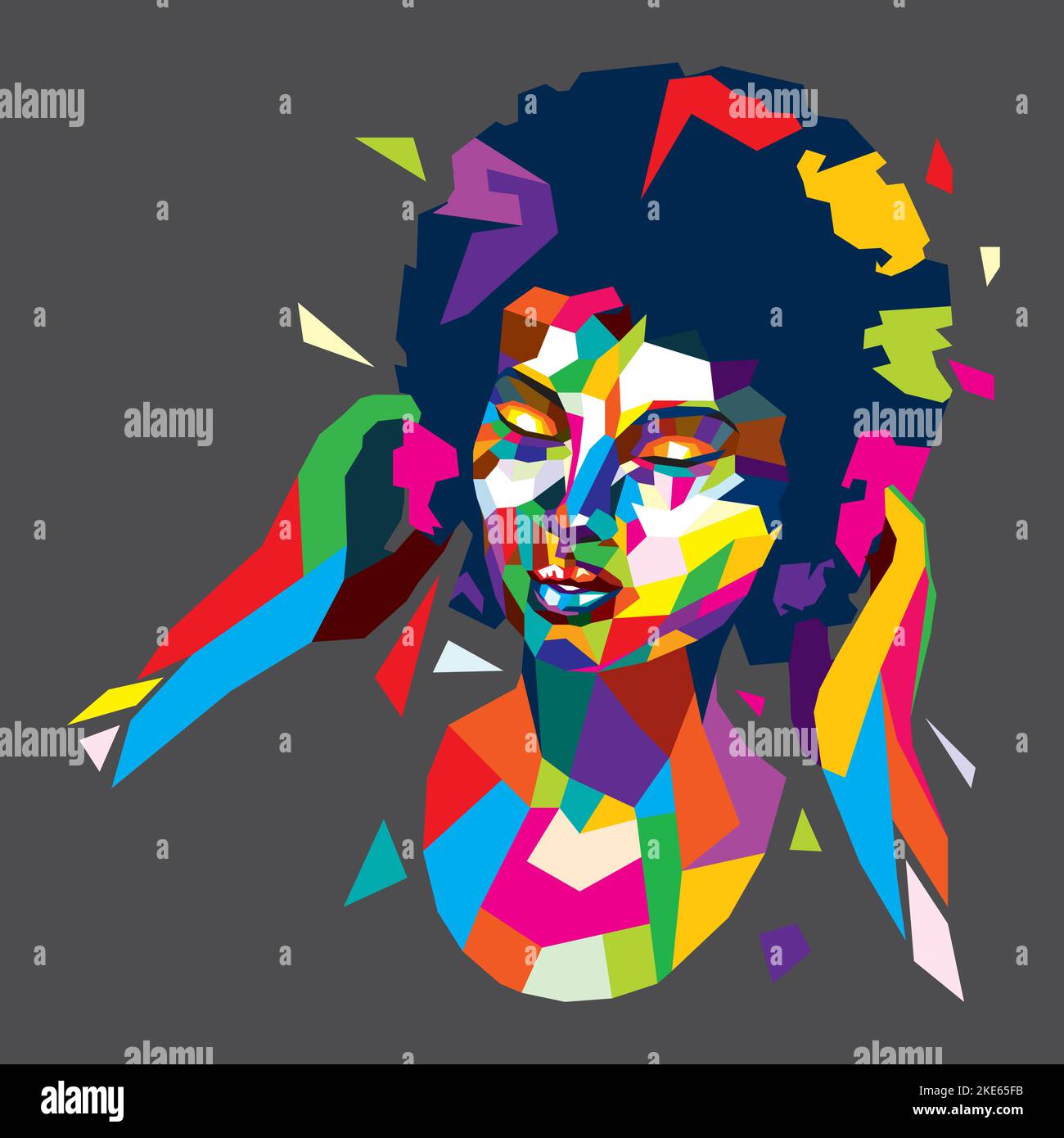 Abstract female head made of colorful polygons illustration Stock ...