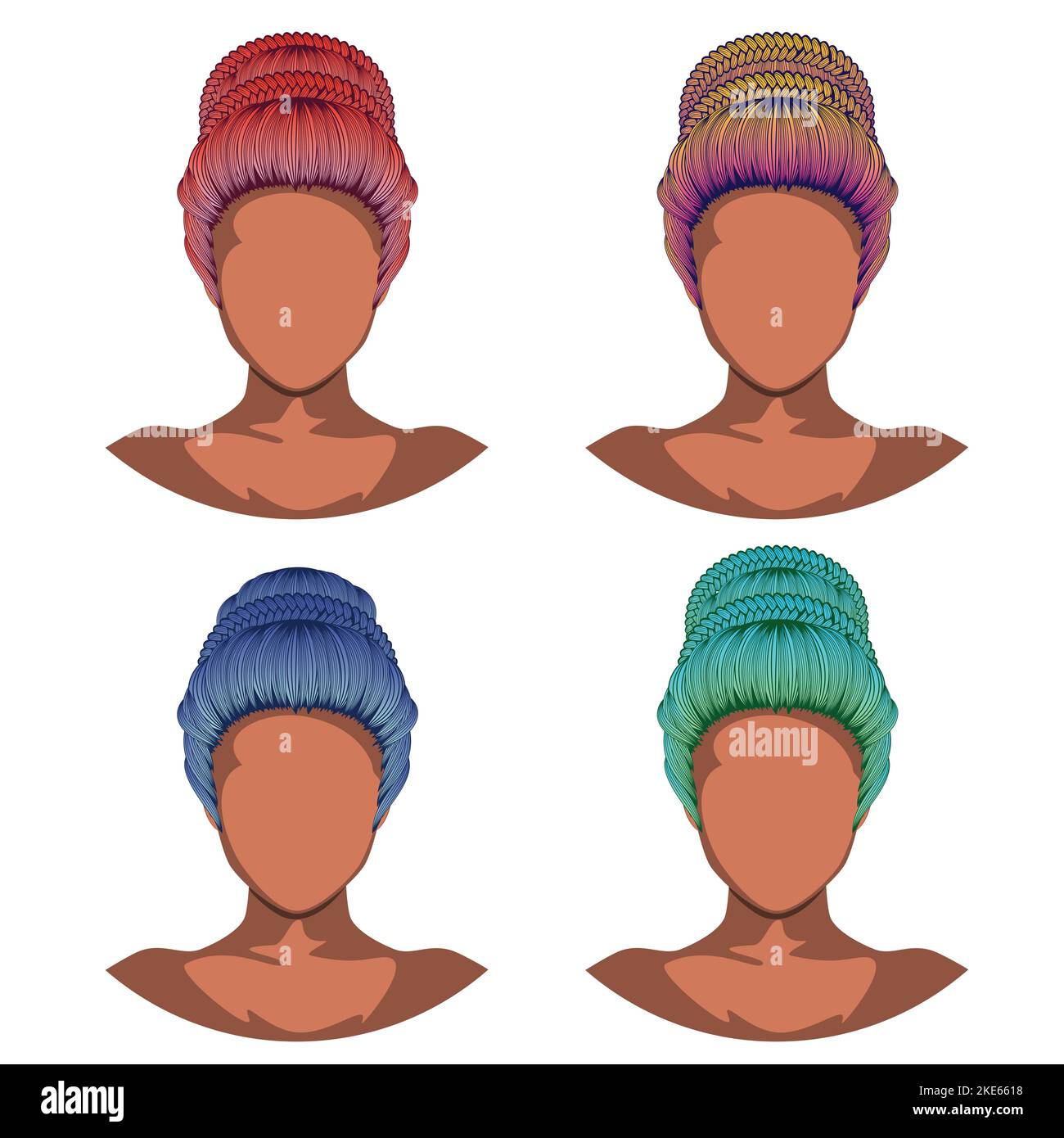 Everyday messy updo, bun female hairstyle illustration Stock Vector ...