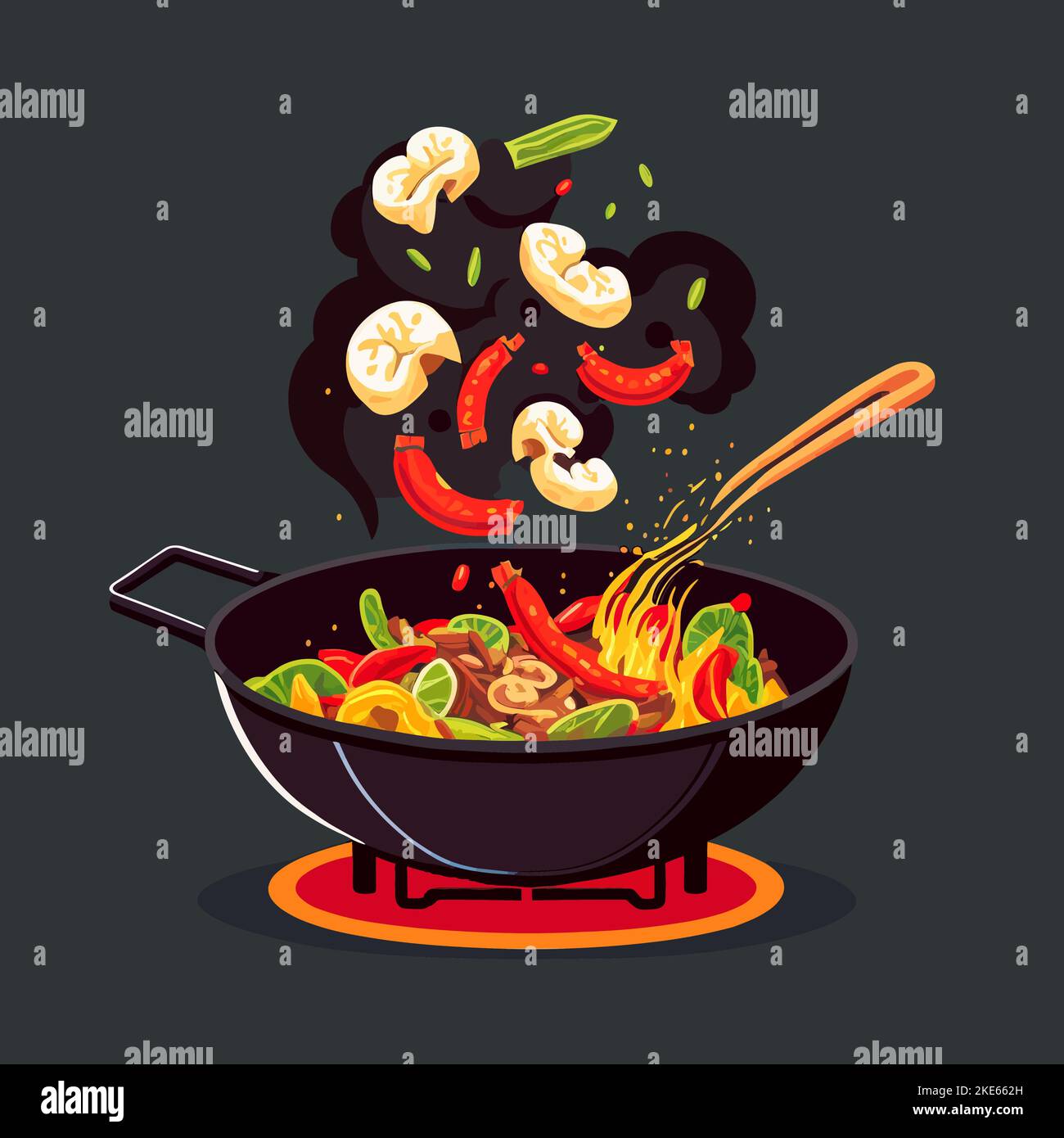 Wok on fire hi-res stock photography and images - Alamy