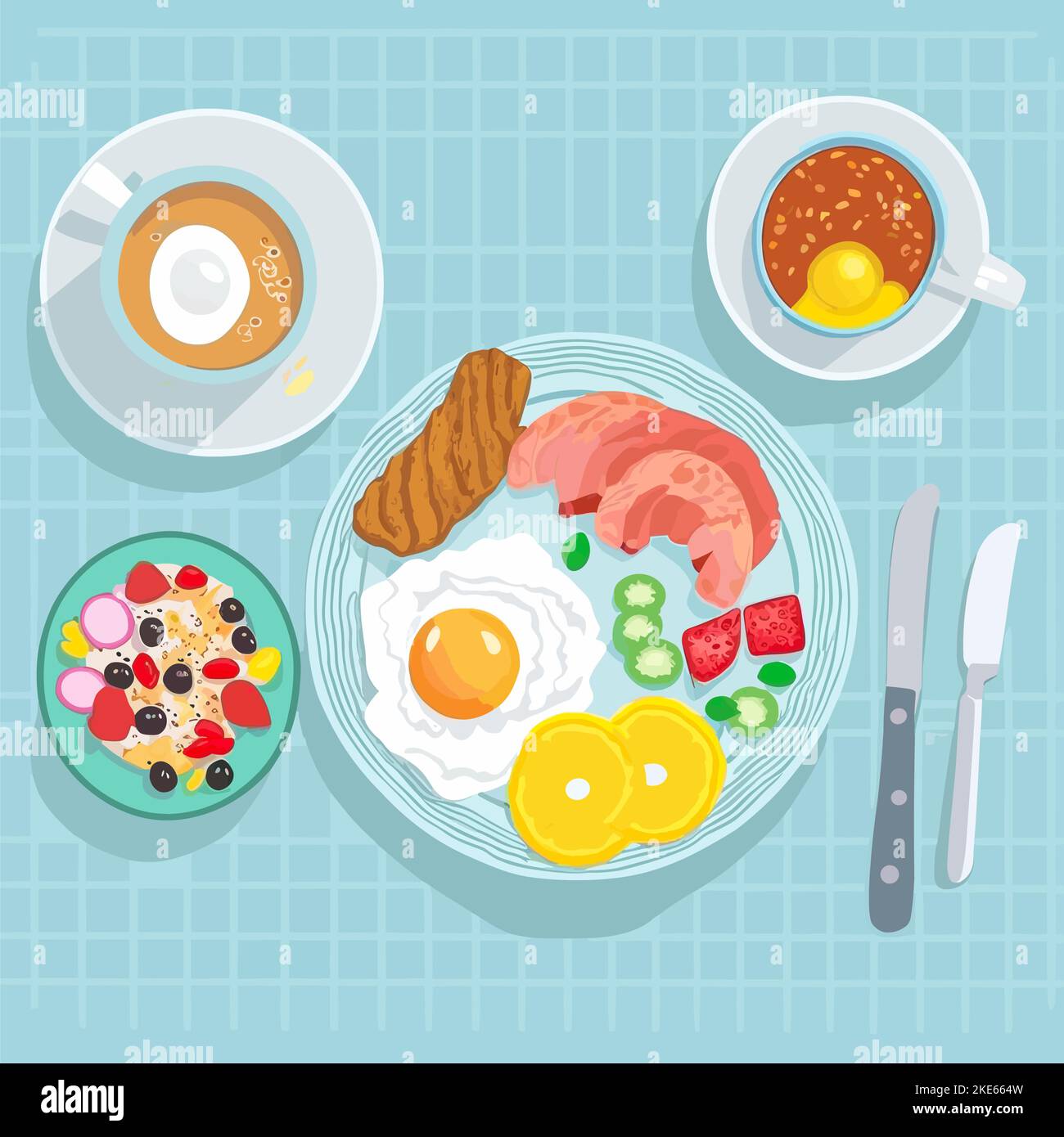 A colorful vector illustration of an English breakfast Stock Vector ...