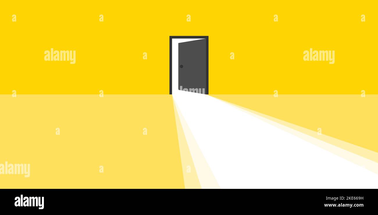 Open door. Open door with light rays Business concept. Vector ...