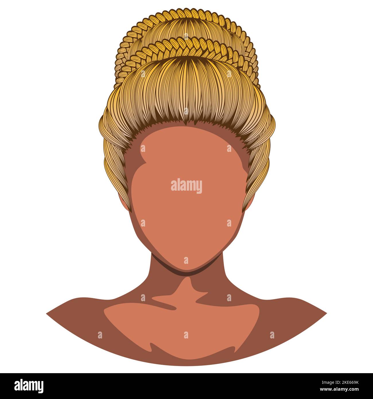 Everyday messy updo, bun female hairstyle illustration Stock Vector ...