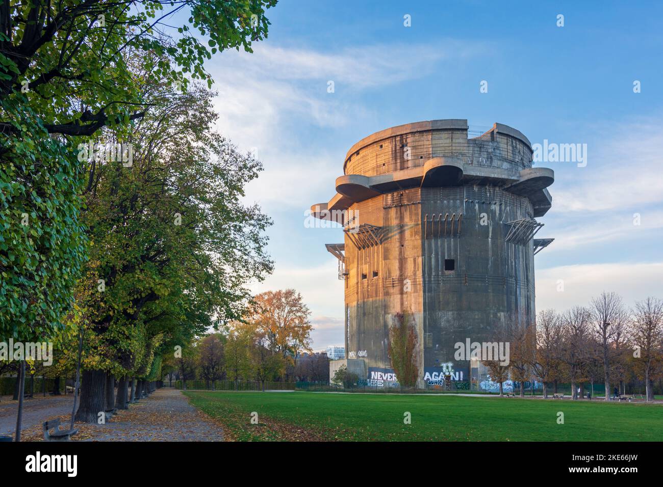 Wien, Vienna: Flak Tower (Battle Tower) of WWII, park Augarten in 02 ...
