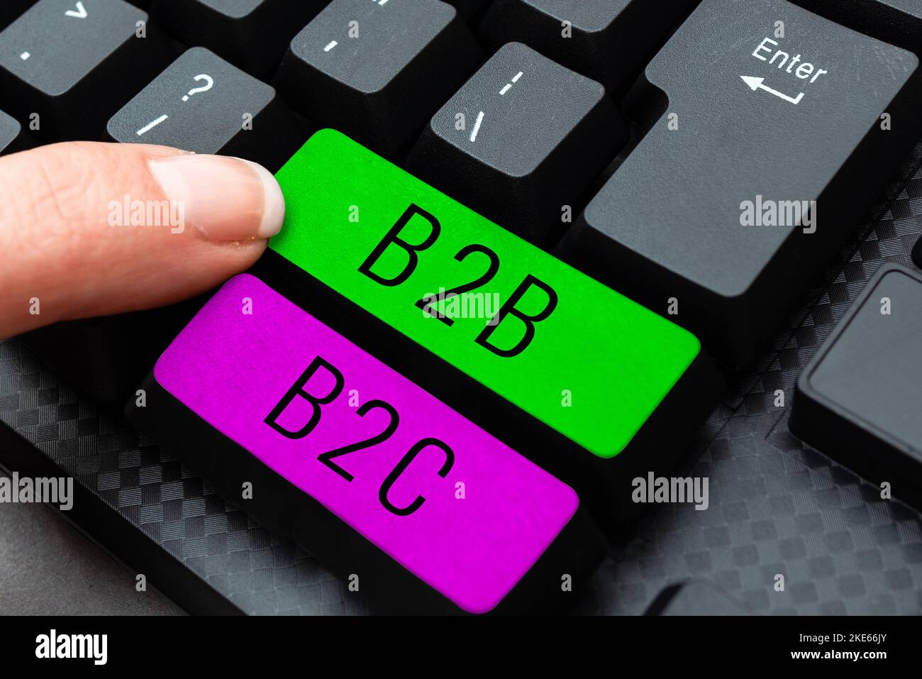 Conceptual caption B2B B2C. Business showcase two types for sending ...